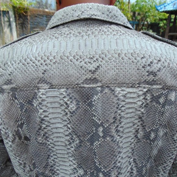 CUSTOM | Jackets & Coats | Genuine Snake Skin Handmade Men Motorbike ...